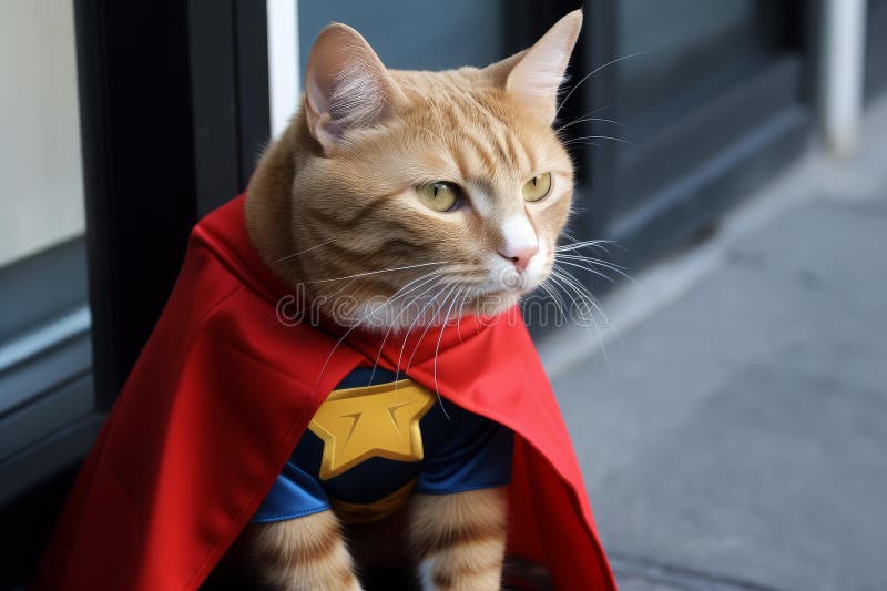 Mysterious Super Hero Cat. Generate Ai Stock Illustration ...
