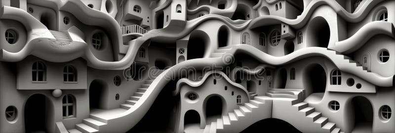 Mysterious Surreal Large Empty Building Windows Staircases Old ...