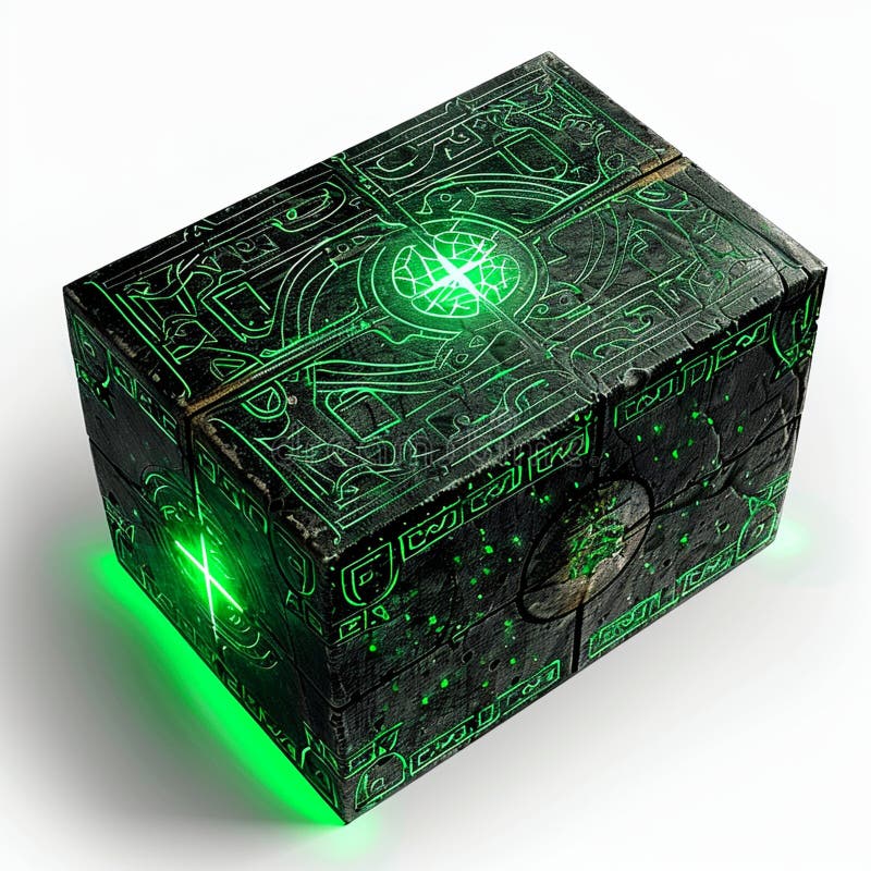 Mysterious Symbolic Green Light Box Stock Illustration - Illustration ...