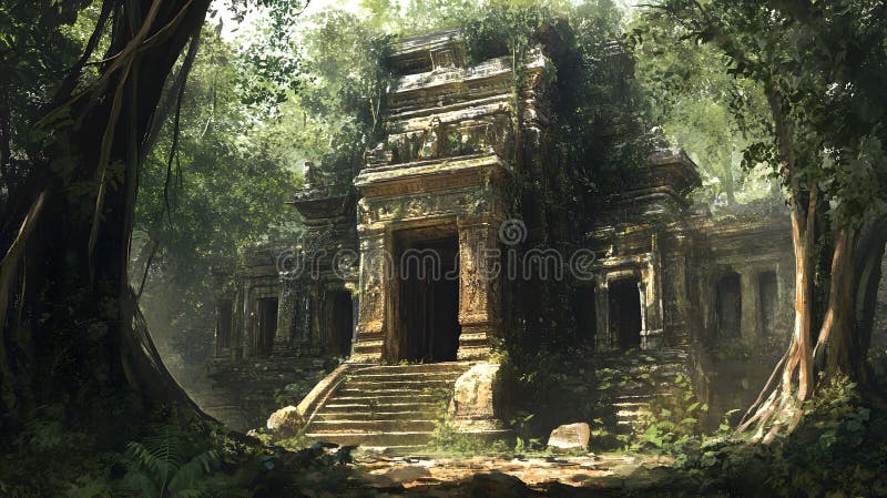 A Mysterious Temple in the Jungle Hidden Behind Thick Moss and Plants ...