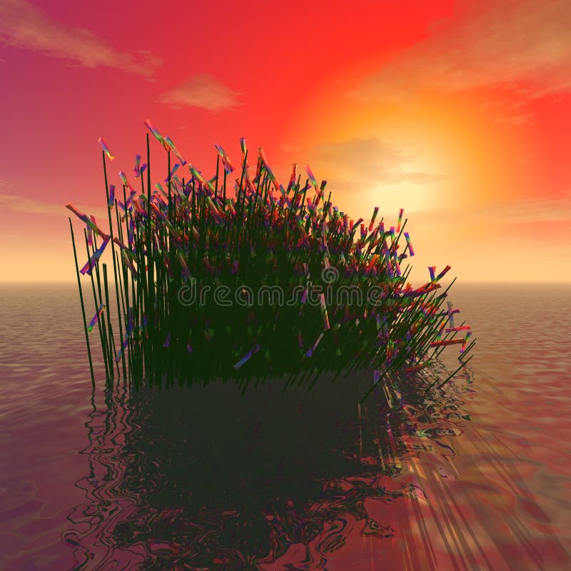 Mysterious Thickets Stick Out from the Surface of the Ocean Stock ...