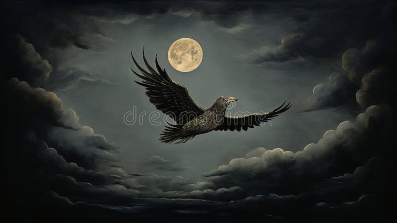 Mysterious Thunderbird Haunted by the Moon S Ethereal Glow Stock ...