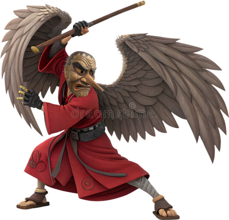 Mysterious Traditional Japanese Tengu Ghost with a Fierce Expression ... Mysterious Traditional Japanese Tengu Ghost with a Fierce Expression ...