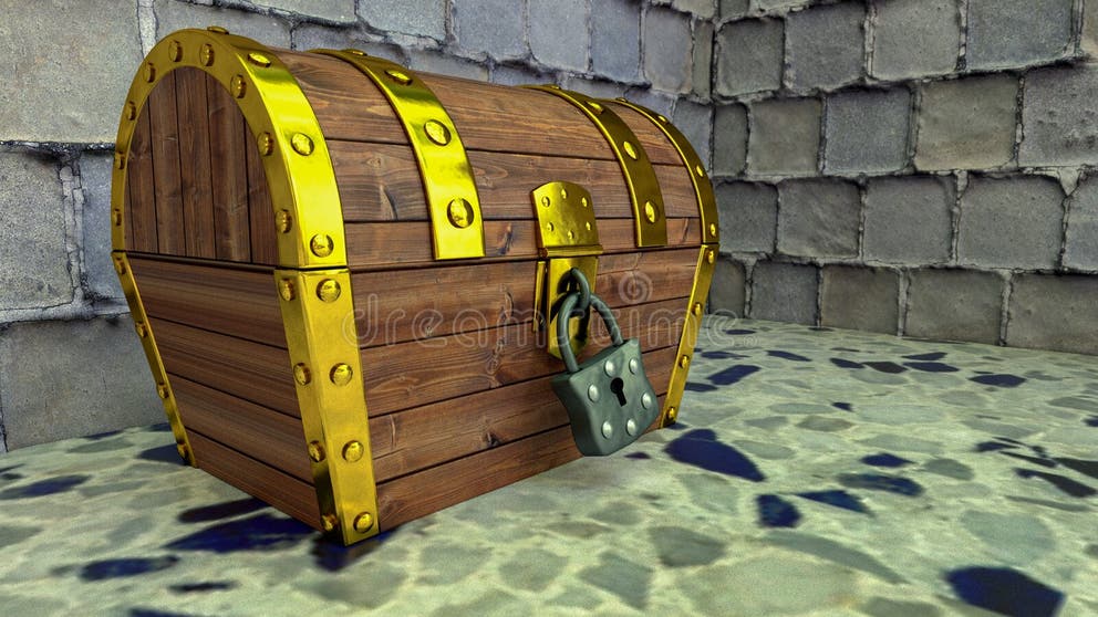A Mysterious Treasure Chest in a Treasure Chamber Stock Illustration ...