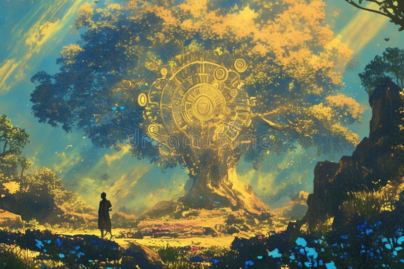 The Mysterious Tree of Time Stock Illustration - Illustration of ...