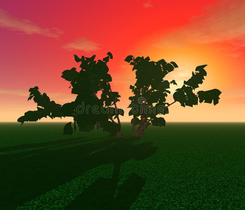 Mysterious Trees in the Field Stock Illustration - Illustration of ...