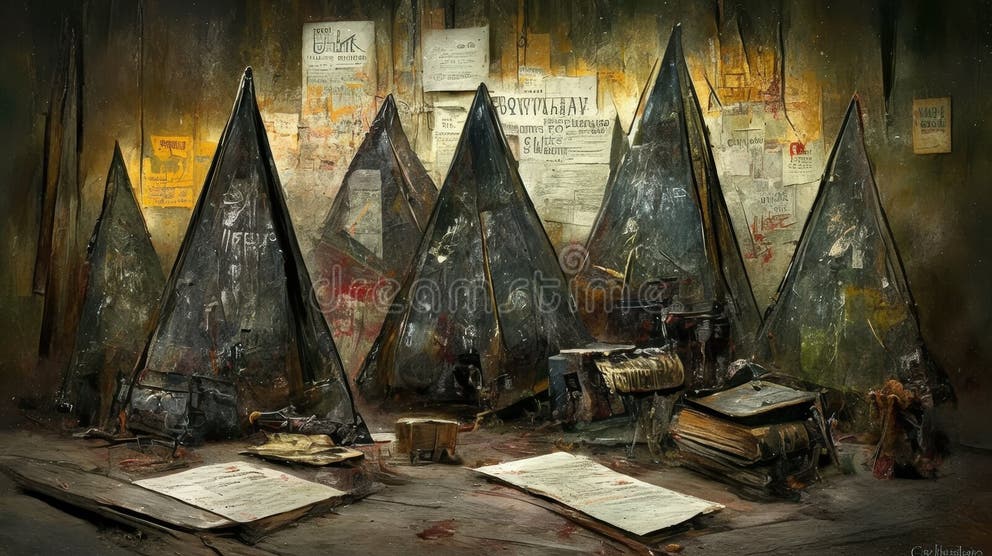 Mysterious Triangular Structures & Papers Stock Illustration ...