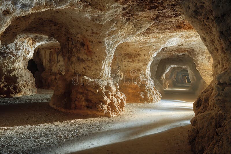 Mysterious Tunnels Inside a Sandy Cave Stock Image - Image of cavern ...