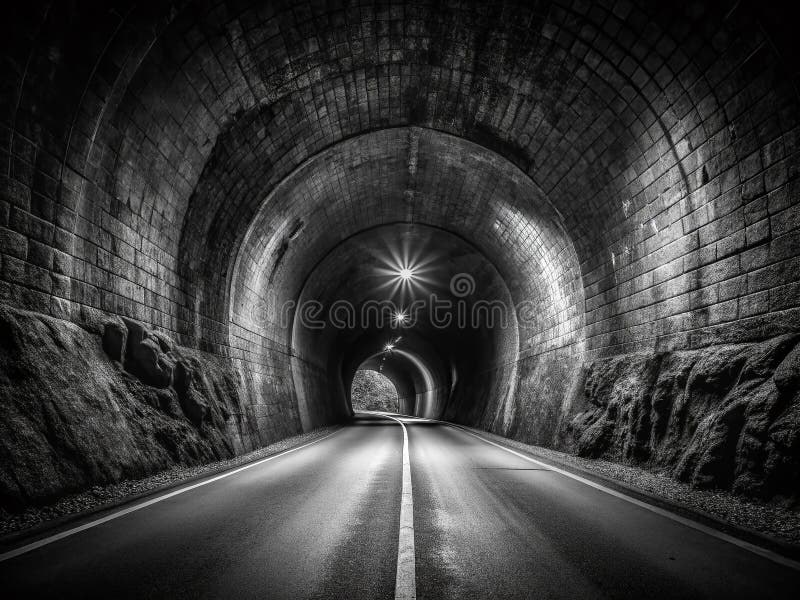 Mysterious Underground Corridor a Dramatic Black and White Exploration ...