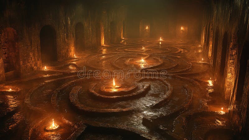 Mysterious Underground Labyrinth Stock Illustration - Illustration of ...