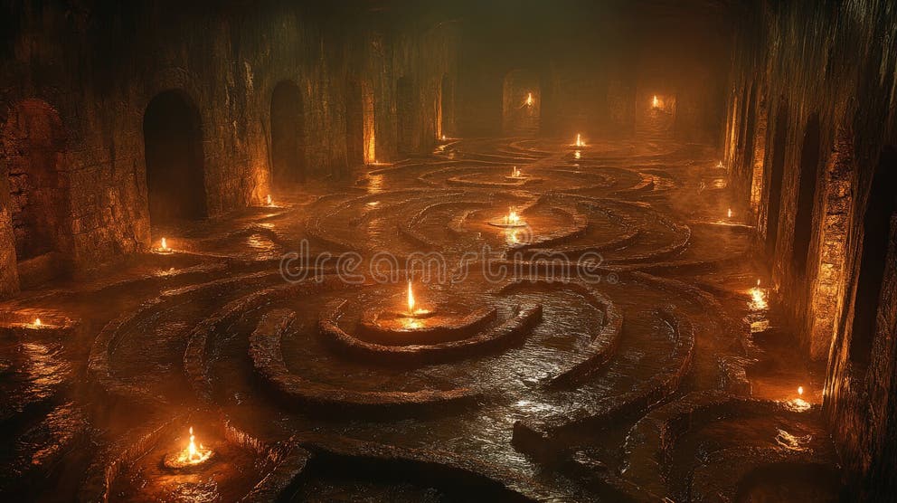 Mysterious Underground Labyrinth Stock Illustration - Illustration of ...