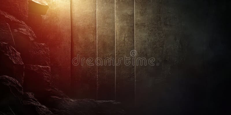 Mysterious Underground Passage Illuminated by Warm Light in a Stone ...