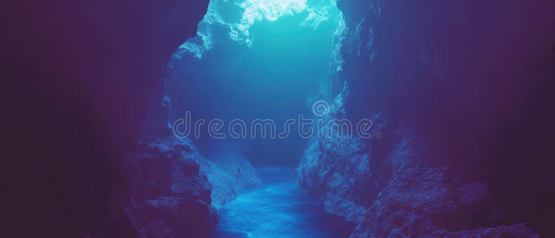 Mysterious Underground River Flowing through Dark Cave Illuminated by ...