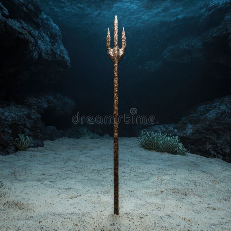 Mysterious Underwater Trident Sculpture Stock Illustration ...
