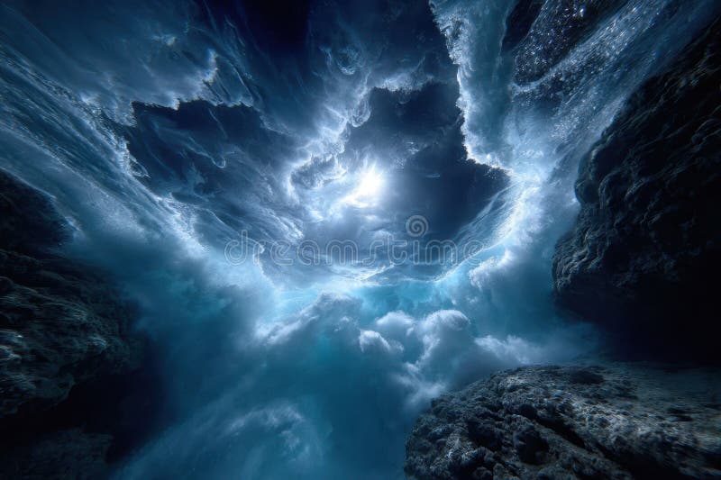 Mysterious Underwater View of Swirling Ocean Currents with Magnificent ...