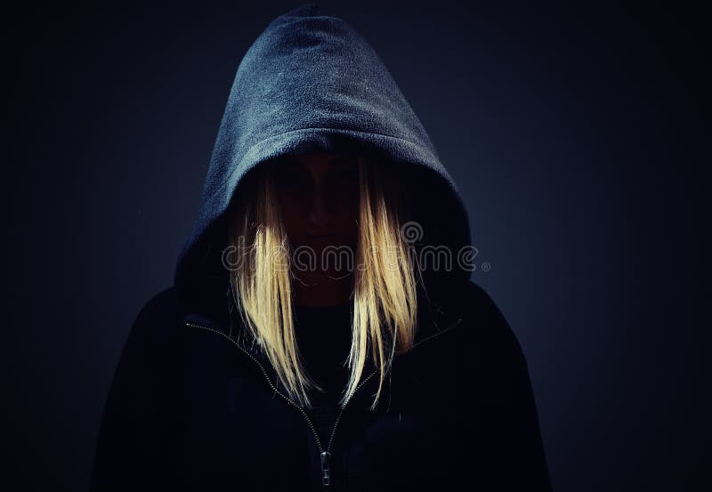 Mysterious, Unknown Woman in Hood. Stock Image - Image of hood, secret ...