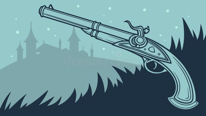 Musket in Mystic Blue Woods, Ethereal Historical Weapon. Vector Design ...