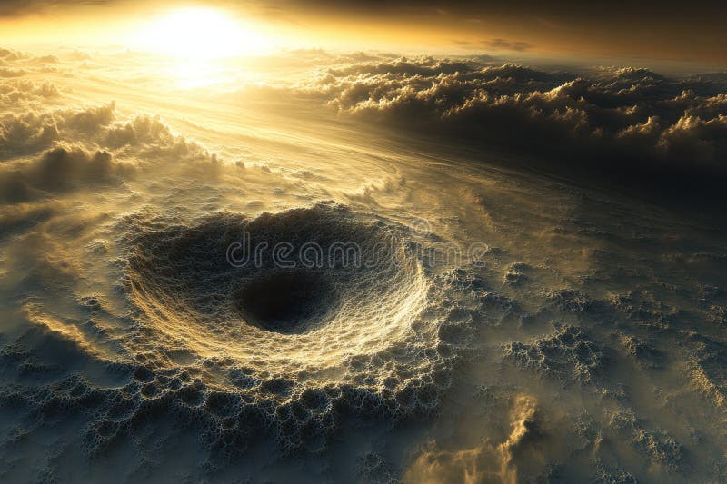 Mysterious Vortex Emerging from Clouds during Sunset Above the Horizon ...
