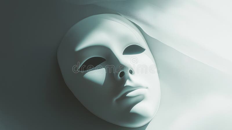Mysterious White Mask is Lying on a Blue Background with Soft Studio ...