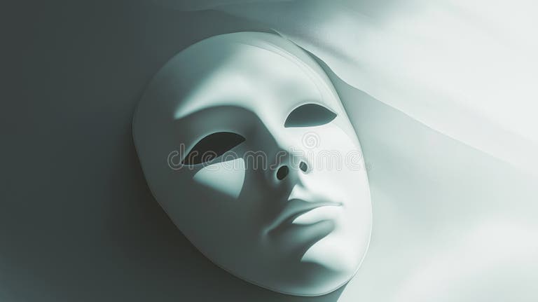 Mysterious White Mask is Lying on a Blue Background with Soft Studio ...