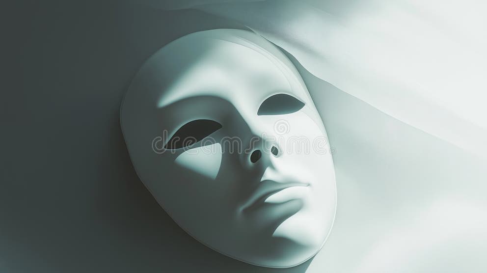 Mysterious White Mask is Lying on a Blue Background with Soft Studio ...
