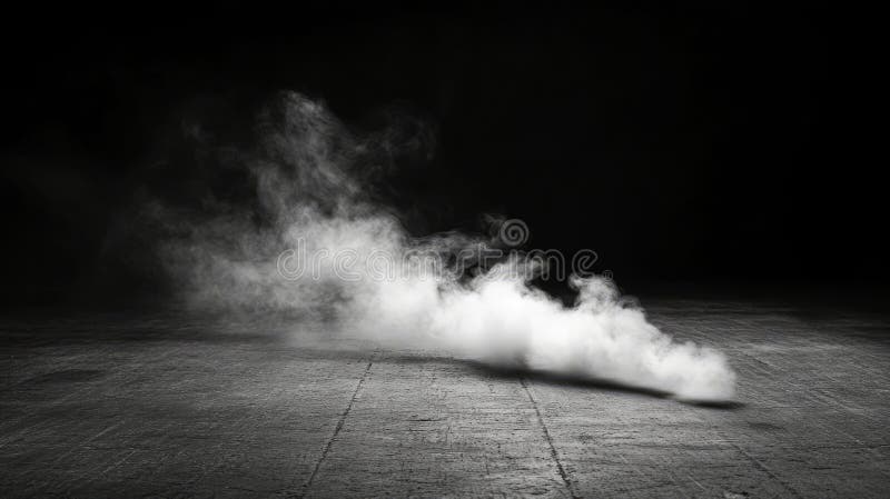Mysterious White Smoke Rising in a Dark Room with Concrete Floor and ...