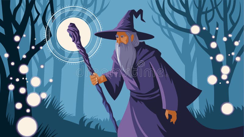 Mysterious Wizard in Enchanted Forest Stock Vector - Illustration of ...