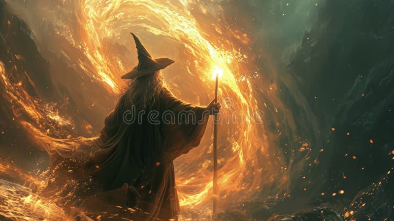A Mysterious Wizard in the Enchanted Forest Stock Photo - Image of ...
