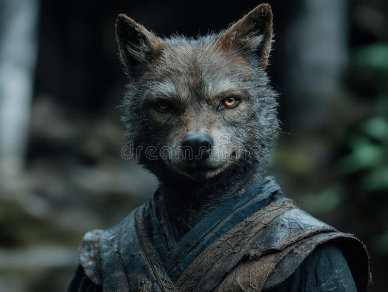 Mysterious Wolf-like Creature in Forest Attire Stock Illustration ...