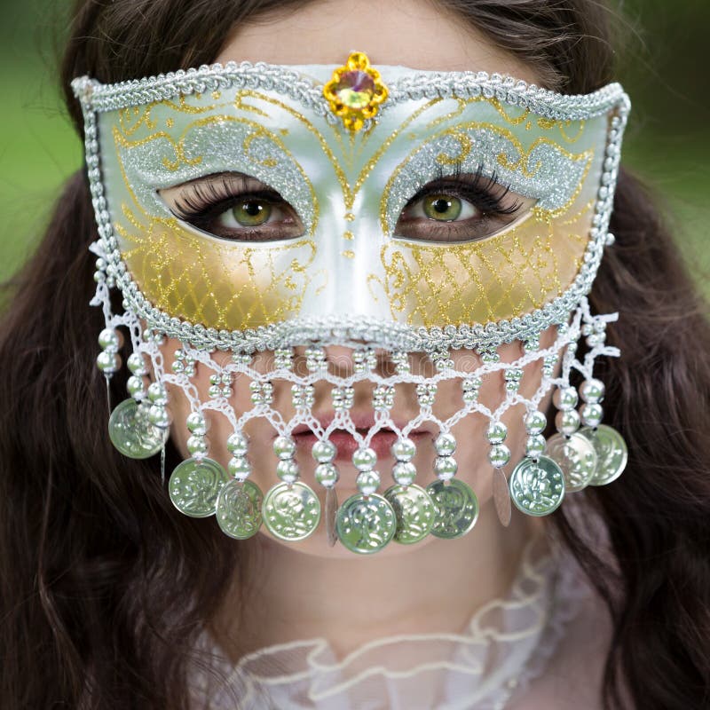 Mysterious woman in mask stock image. Image of adult - 31874463