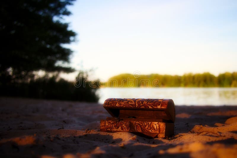 Mysterious Wooden Box on the Beach Stock Photo - Image of wooden ...