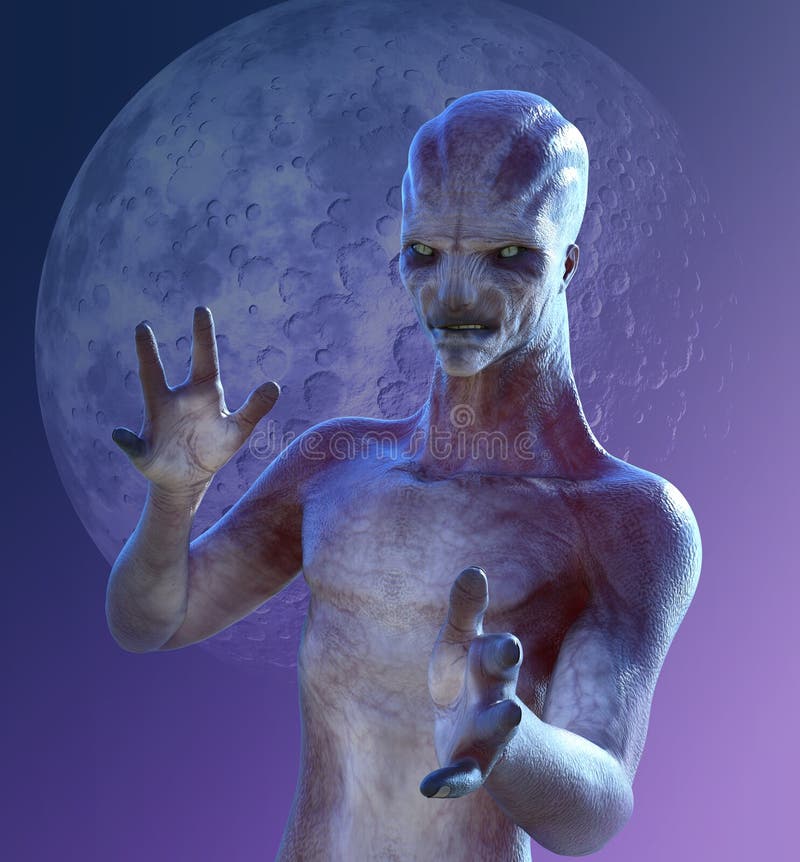 Mystery Alien Moon Portrait Stock Illustration - Illustration of ...