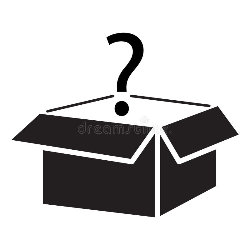 Mystery Box Icon. Question Mark Vector. Unopened Package Shape. Black ...
