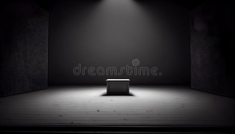 A Mystery Box in the Middle of an Unknown Room with Big Spotlight Light ...