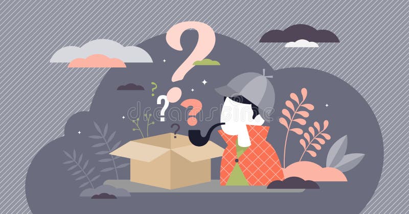 Mystery Box Wonder Concept, Flat Tiny Person Vector Illustration Stock ...