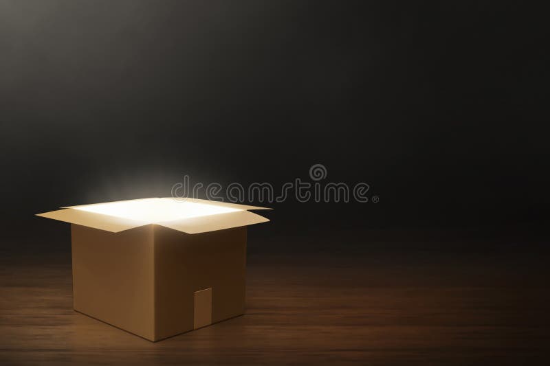 Mystery Cardboard Box on Dark Background 3d Illustrations Stock ...