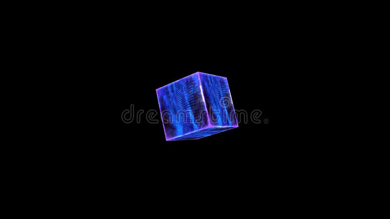 Mystery Dark Blue Wave Cube Empty Core Energy Surface on Black Screen ...
