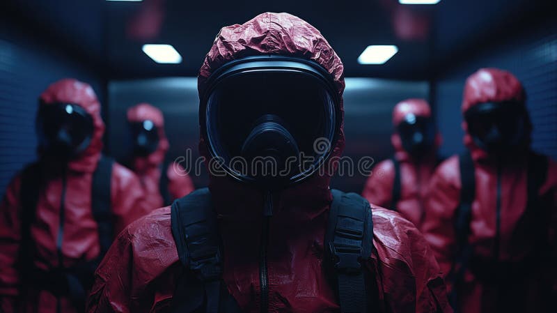 Mystery Group in Red Hazmat Suits in a Dark Room Stock Photo - Image of ... Mystery Group in Red Hazmat Suits in a Dark Room Stock Photo - Image of ...