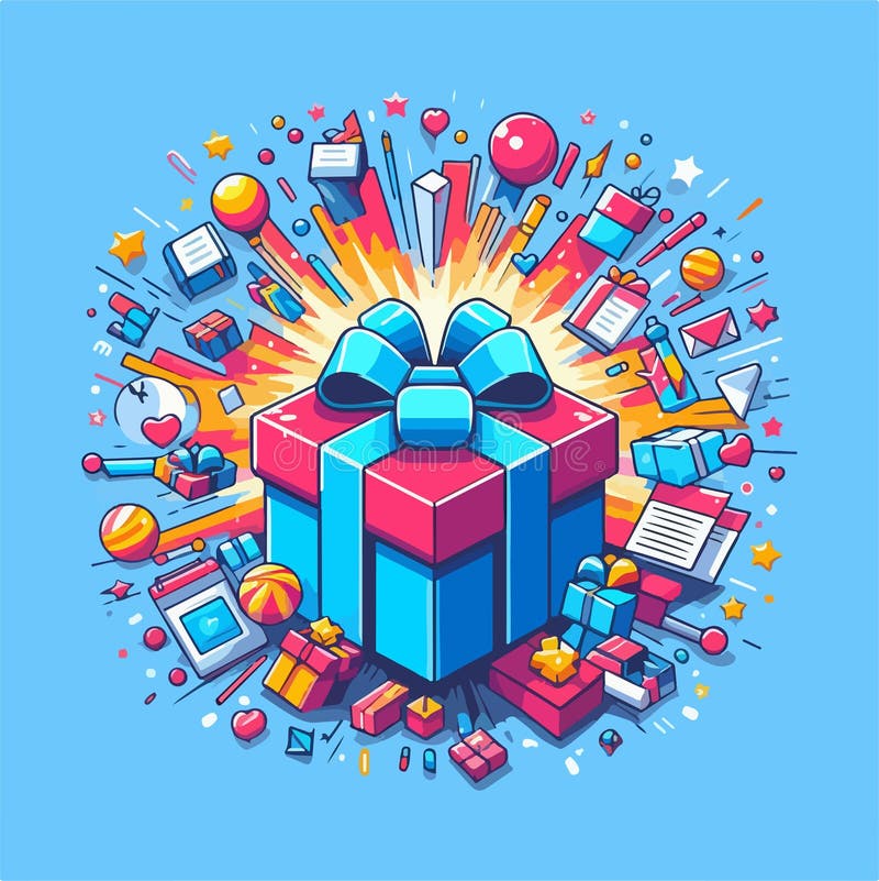 Mystery Inside Gift Box Flat Illustration Stock Vector - Illustration ...