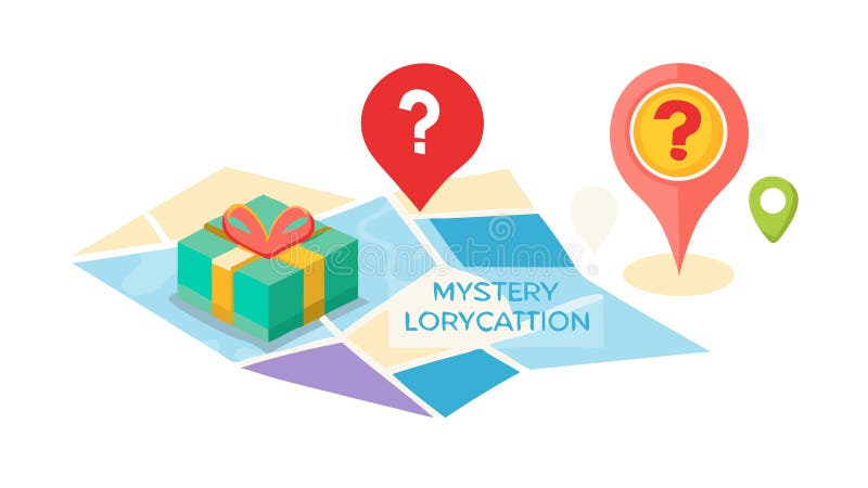 Mystery Location Map Pointer with Gift Vector, Vector Design Generative ...