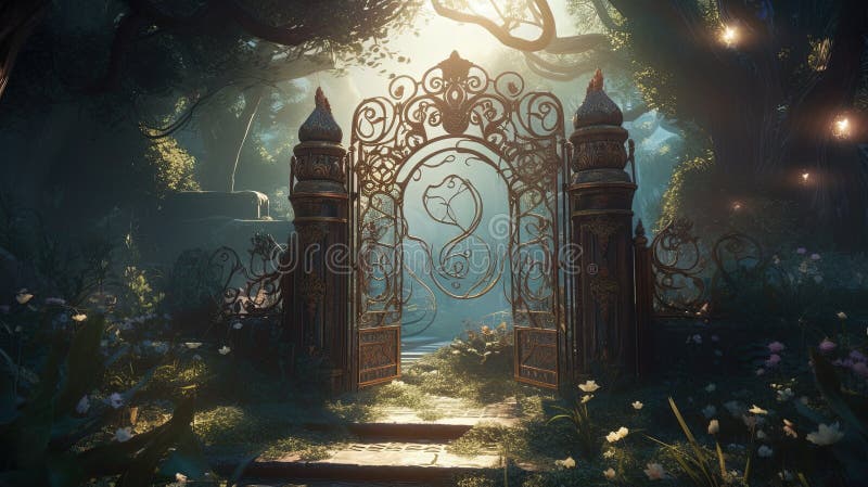 Mystery Magic Gate, Digital Art Illustration, Generative AI Stock ...