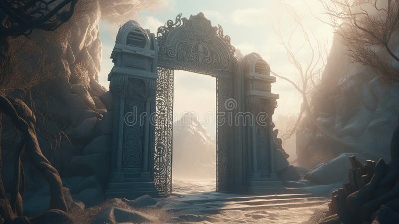 Mystery Magic Gate, Digital Art Illustration, Generative AI Stock ...