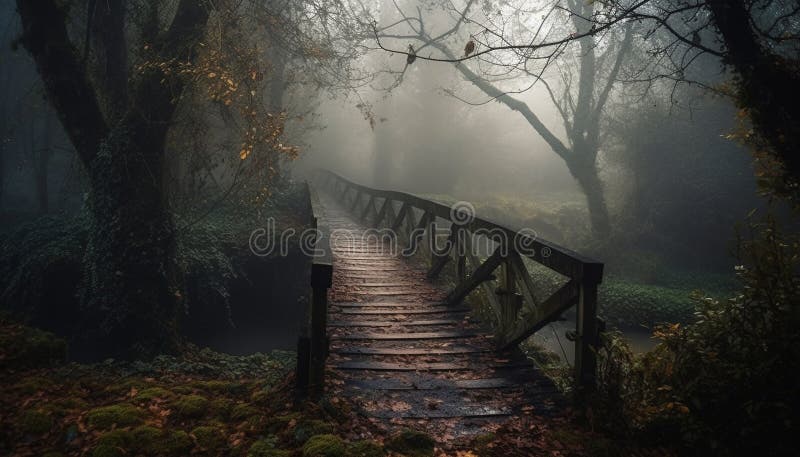 Mystery in Nature Spooky Autumn Forest Walk Generated by AI Stock ...