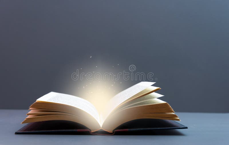 Mystery Open Book with Shining Light . Fantasy Book with Magic Light ...