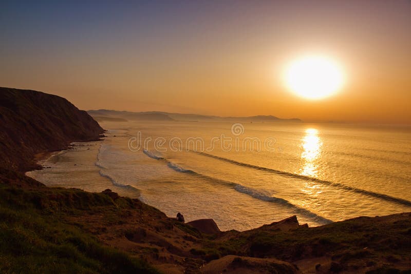 Surfer Silhouette at Sunset Stock Image - Image of basque, euskal ...