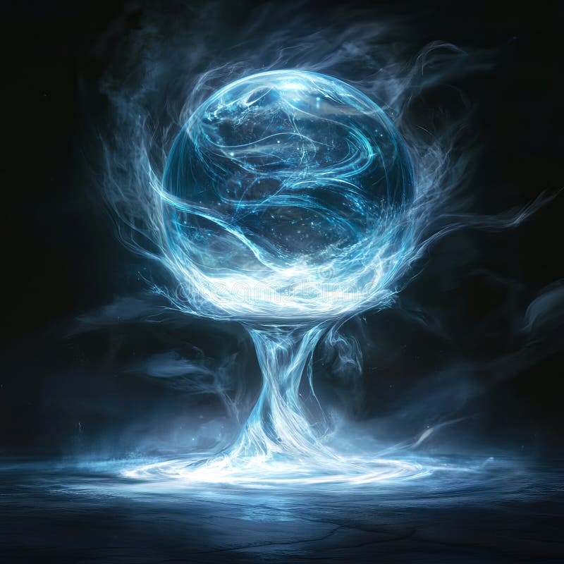 Mystic Blue Sphere with Dancing Light Stock Illustration - Illustration ...