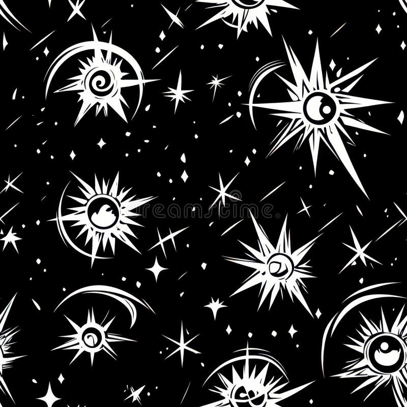 Mystic Celestial Seamless Pattern with Stars and Eyes Stock Image ...