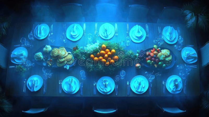 Mystic Dinner Table Setting Stock Illustration - Illustration of decor ...