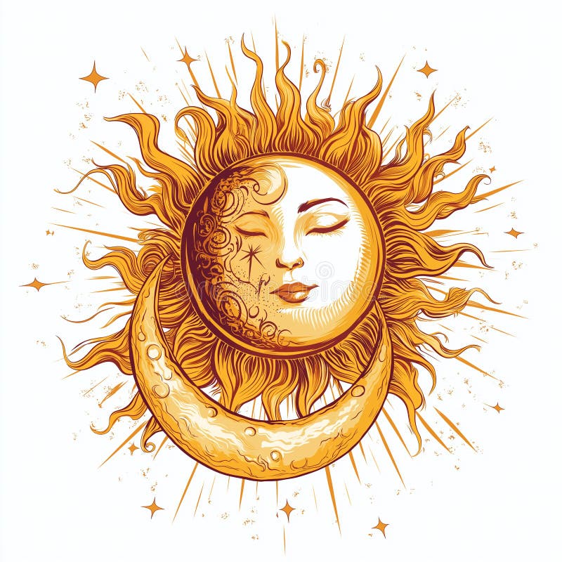 Mystic Esoteric Magic Element with Sun and Moon Stock Photo - Image of ...