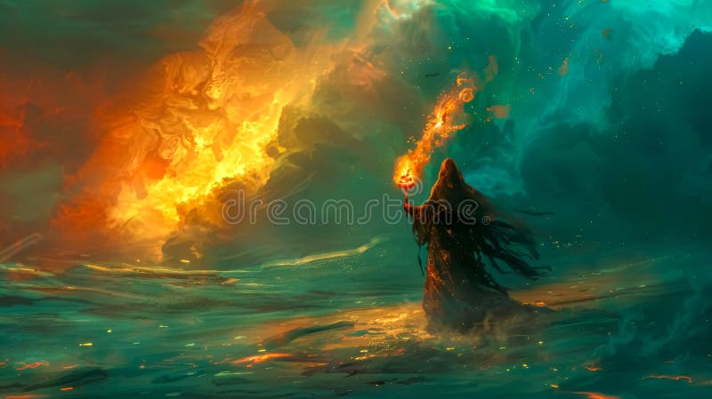 Mystic Fire Summoner in Elemental Clash Stock Photo - Image of creative ...